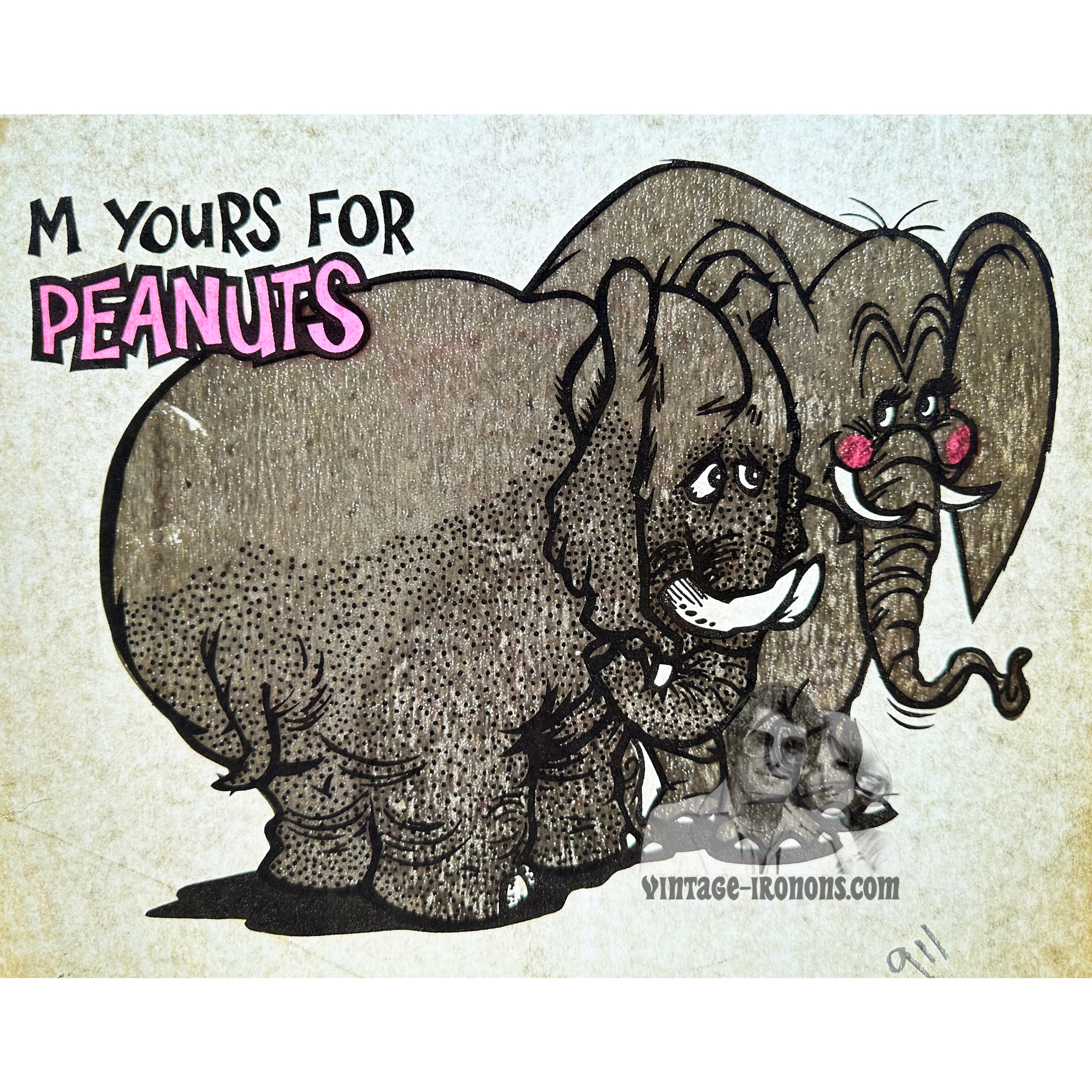 I'm Yours for Peanuts Elephants Vintage Iron On Heat Transfer – Vintage ...