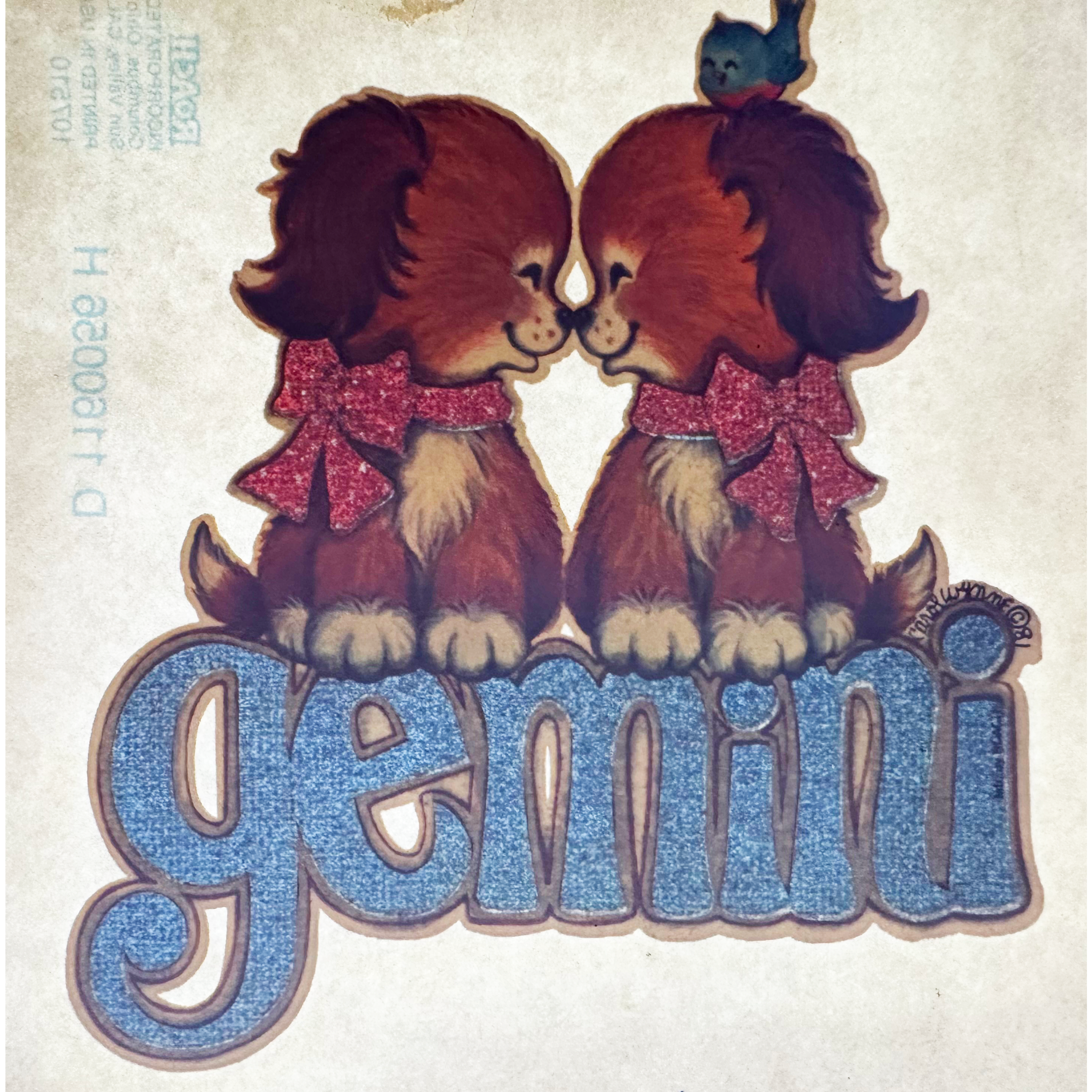 Gemini Astrology Zodiac Sign Vintage Roach Incorporated Glitter Iron O ...